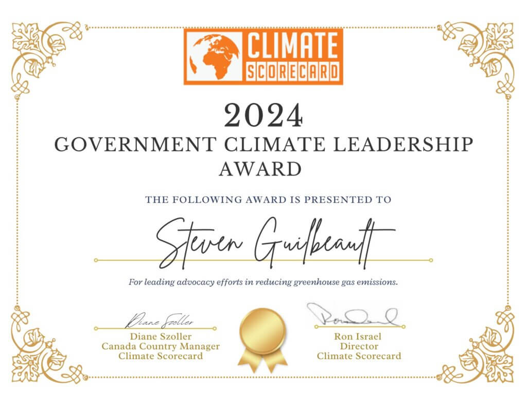 Canada 2024 Climate Scorecard Award: Honourable Steven Guilbeault ...